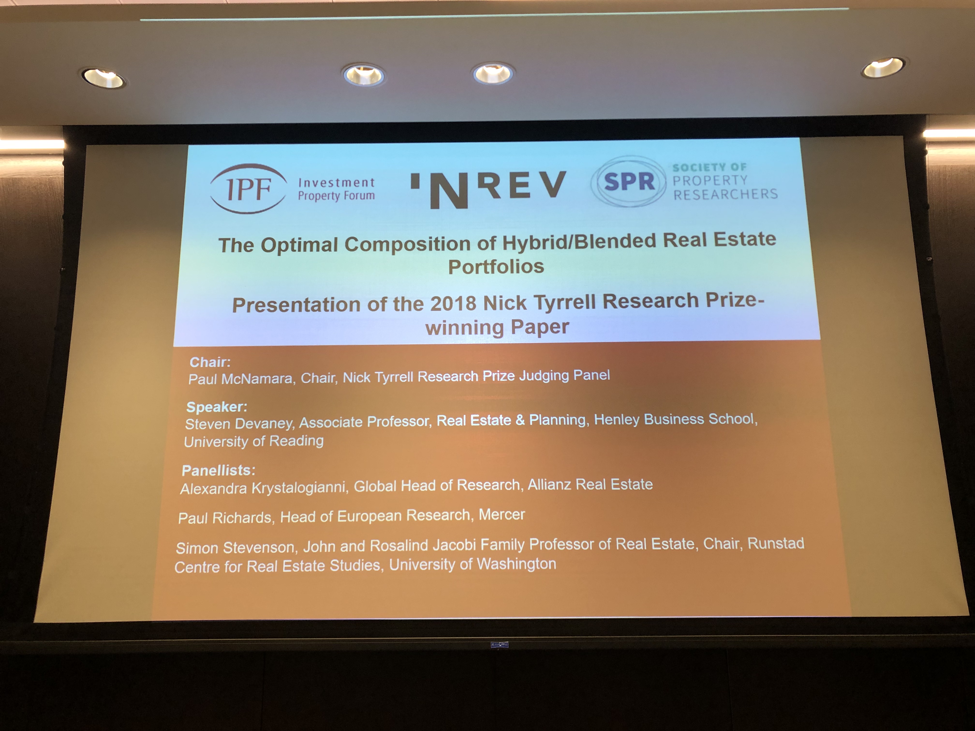 2018 Nick Tyrrell Research Prize Presentation, 28 February 2019